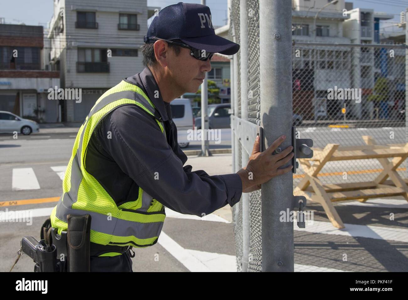 CAMP FOSTER, GINOWAN CITY, OKINAWA, Japan- Yasuo Namihira opens Gate 7 ...