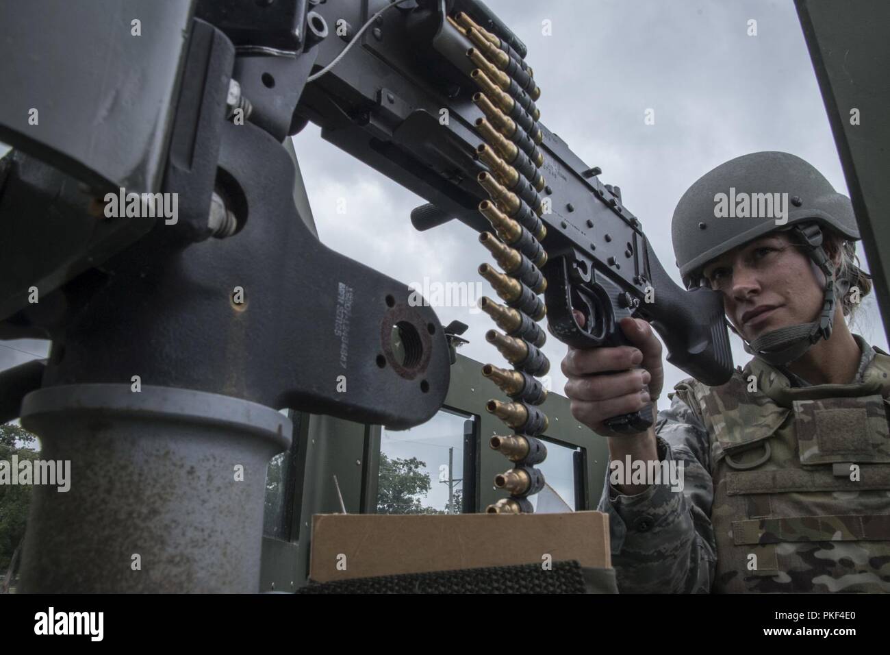 Tech. Sgt. Amy McDermott, Structural Journeyman, manning the M240B as a ...