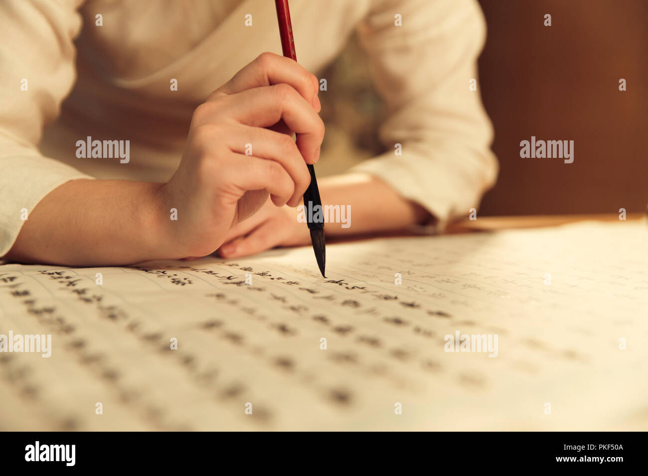 Young women in practice calligraphy Stock Photo - Alamy