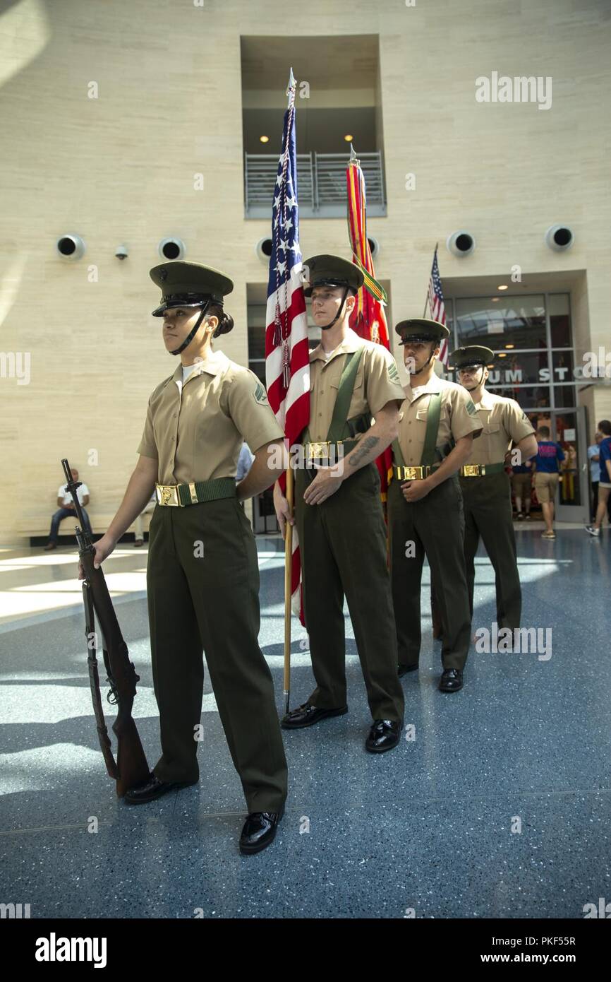 U.S. Marines with Marine Corps Base Quantico's Ceremonial Platoon stand ...