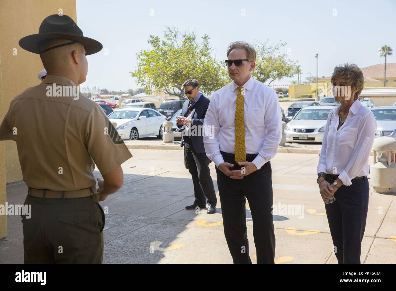 Under Secretary of the Navy Thomas B. Modly speaks with Marines from ...