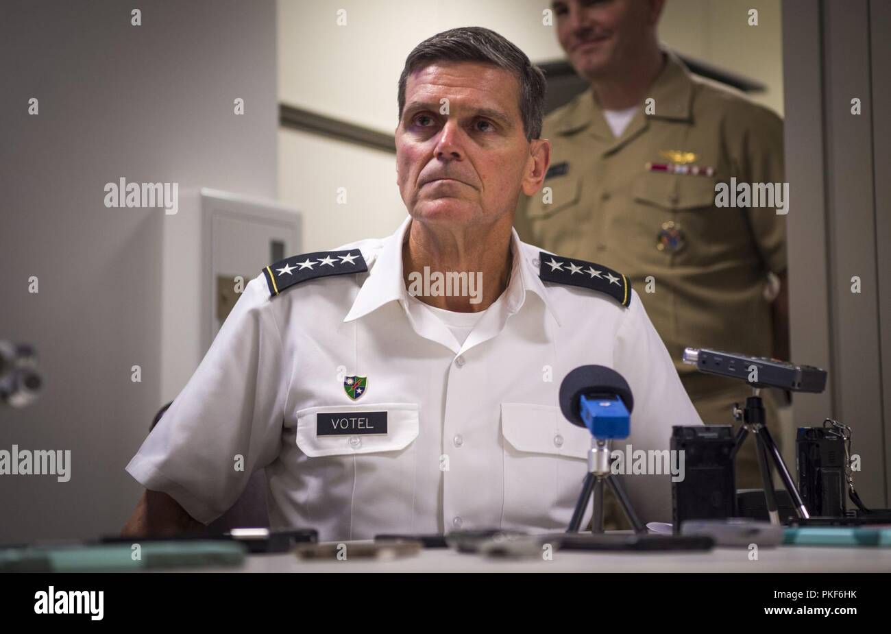 U.S. Army Gen. Joseph Votel, U.S. Central Command commander, speaks to ...