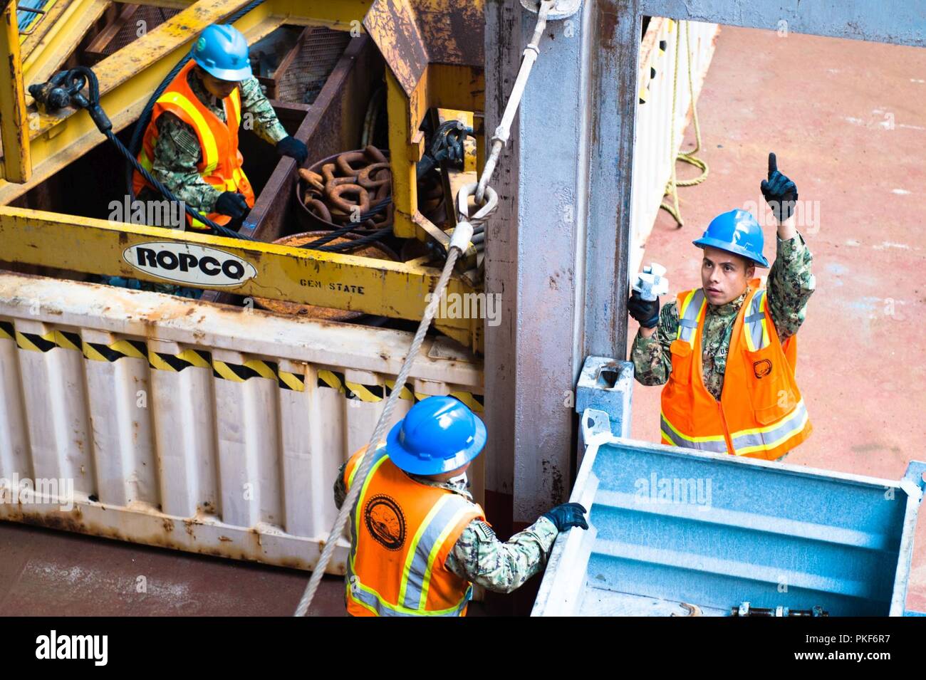 Calif. (Aug. 7, 2018) Navy Cargo Handling Battalion (NCHB) 14 Sailors ...