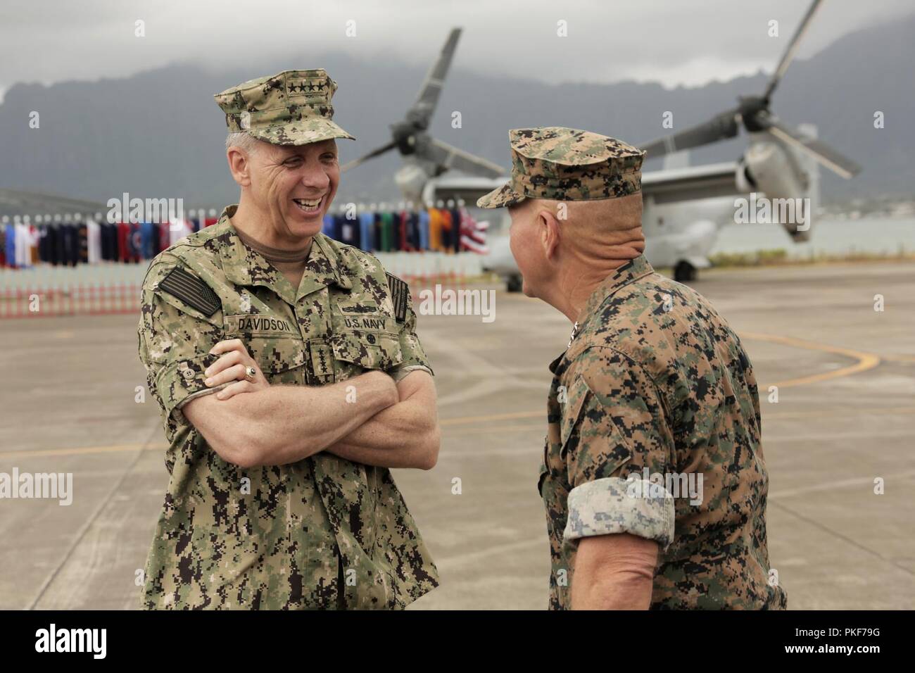 U.S. Navy Adm. Phil Davidson, left, commander of U.S. Indo-Pacific ...