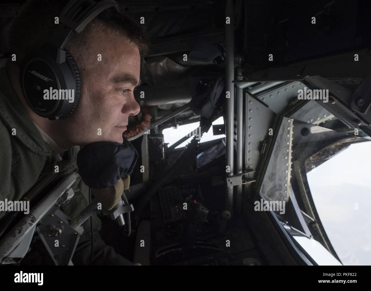 U.S. Air National Guard Tech. Sgt. Bryan Motts, a boom operator with the 121st Air Refueling ...