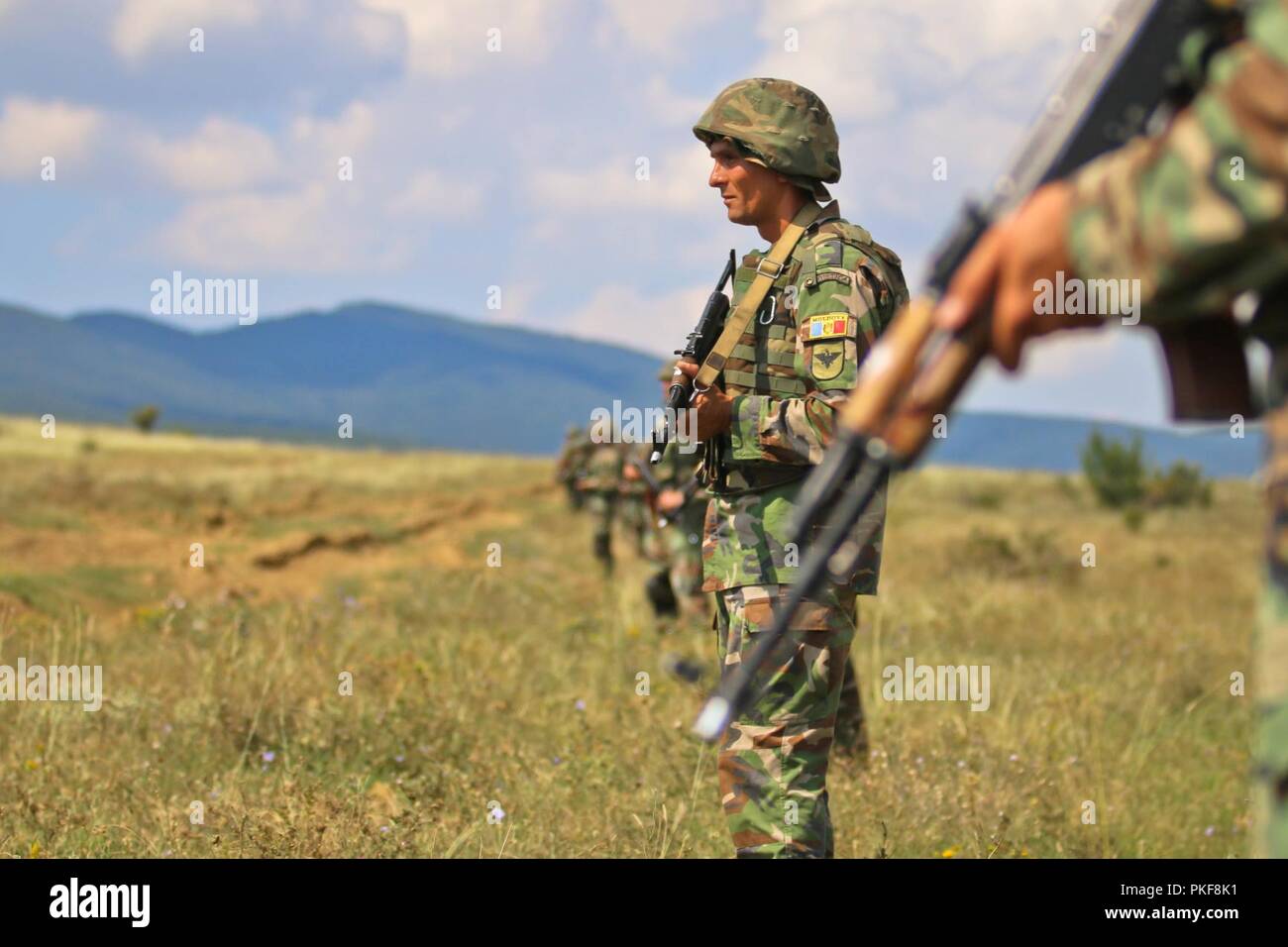 Moldovan Soldiers pull perimeter security during Exercise Platinum Lion ...