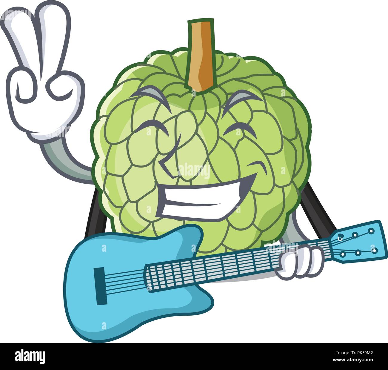 With guitar fresh custard apple sweet fruit cartoon Stock Vector Image ...