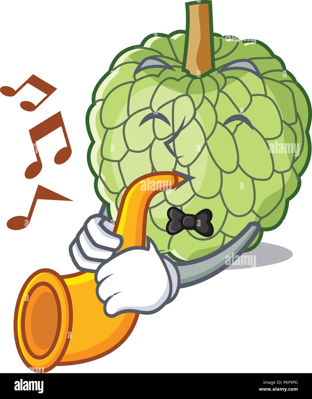 With trumpet fresh custard apple sweet fruit cartoon Stock Vector Image ...