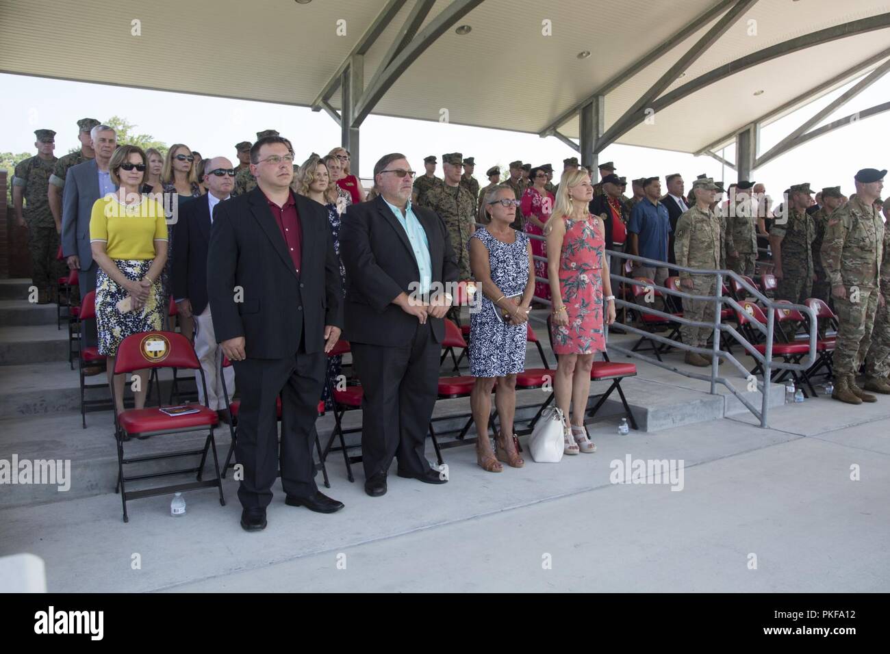 Family members and guests of U.S. Marine Corps Lt. Gen. Carl E. Mundy ...