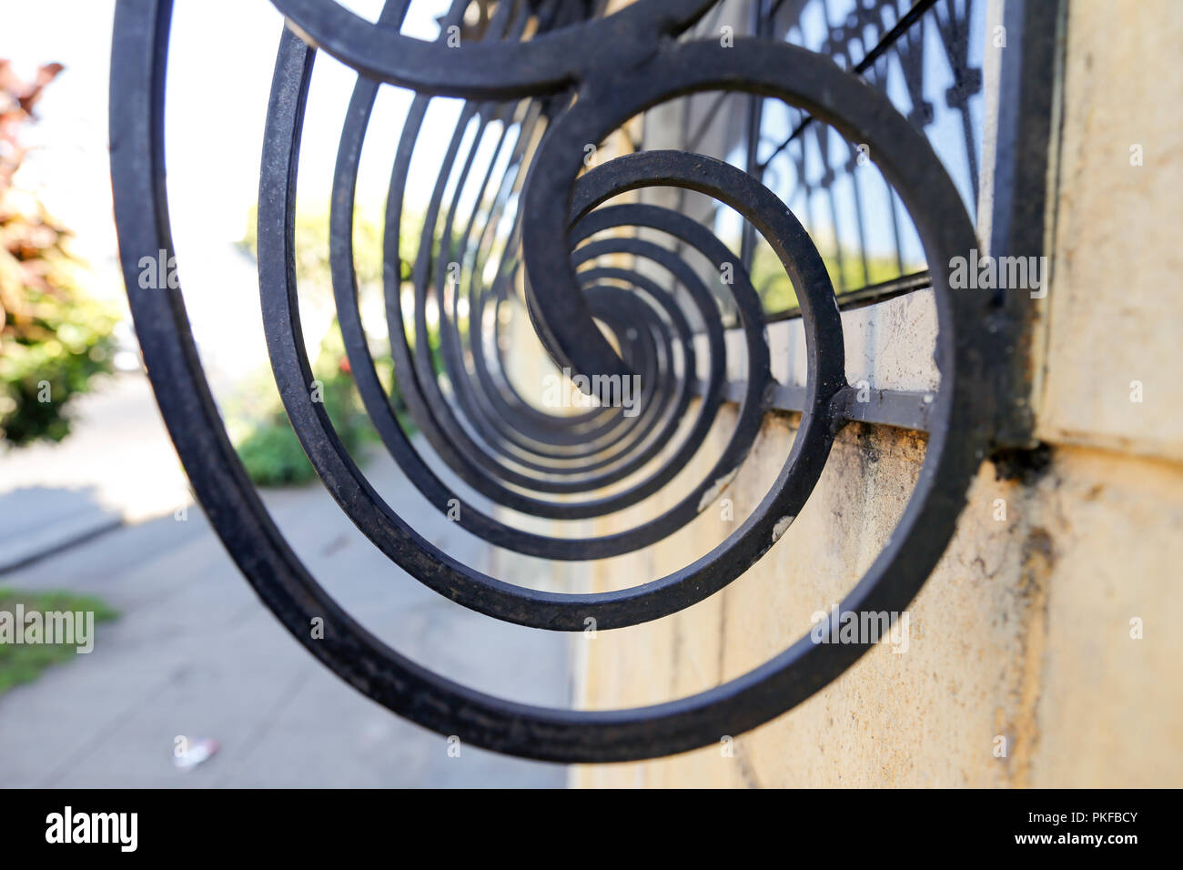 Spiral metal window protection Stock Photo - Alamy