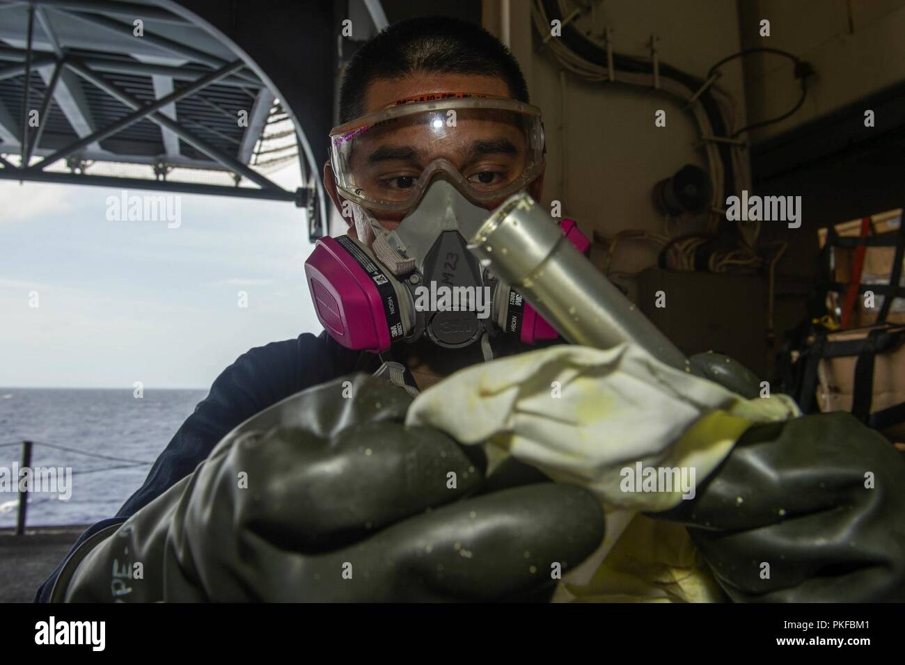 OCEAN (Aug. 7, 2018) – Aviation Structural Mechanic Airman Ross Enciso ...