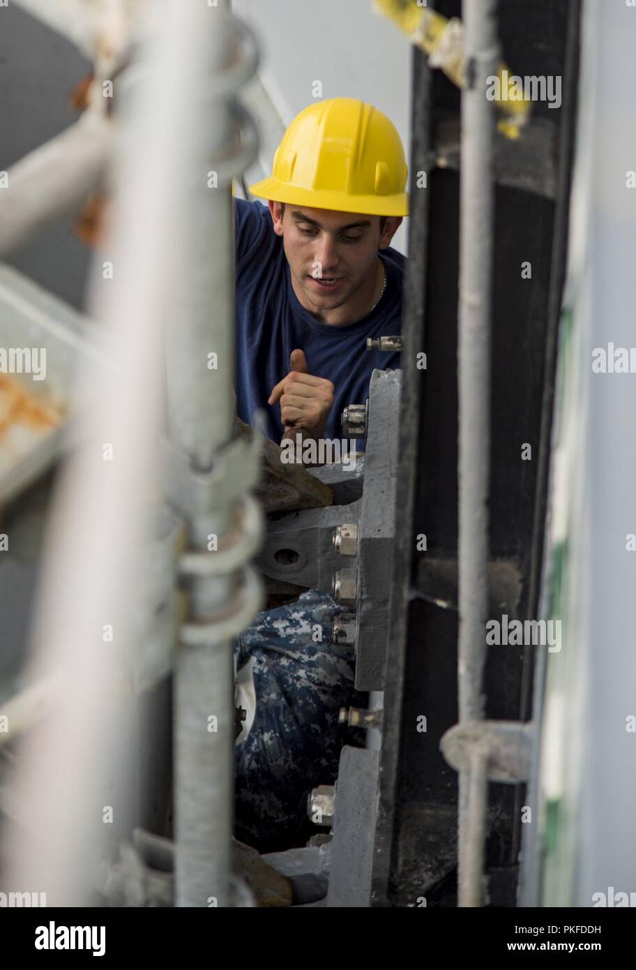 Va. (Aug. 01, 2018) Boatswain's Mate 3rd Class Tyler Nelson, from Traer ...