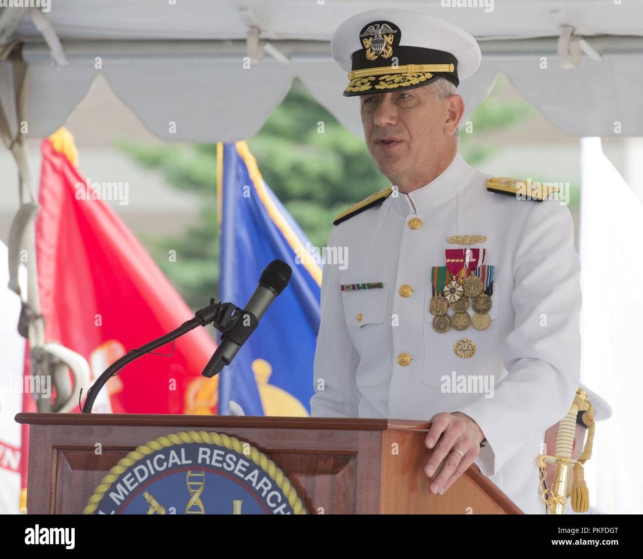 Rear Adm. Paul Pearigen, Navy Medicine West commander, speaks during ...
