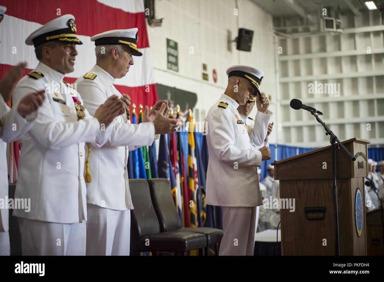 Va, (Aug. 9, 2018) Capt. Kyle P. Higgins, commanding officer of USS ...