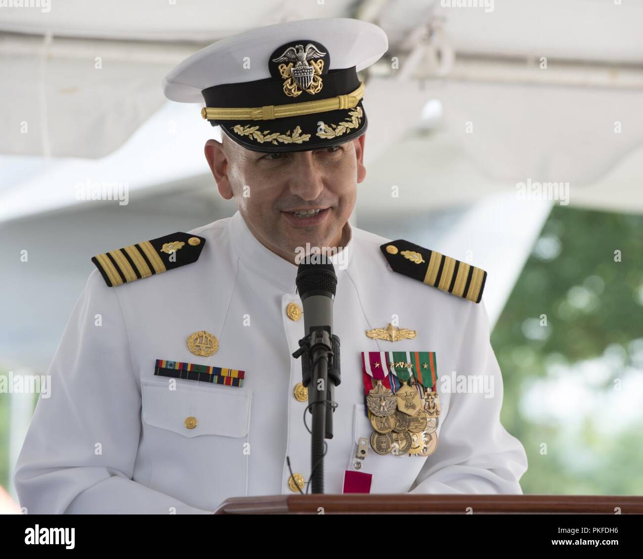 Capt. Rees Lee, Naval Medical Research Unit-Dayton, outgoing commanding ...