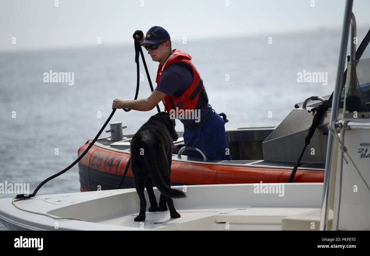 U.S. Coast Guard Seaman Nathan Guillot, boat crewman from USCG Station ...