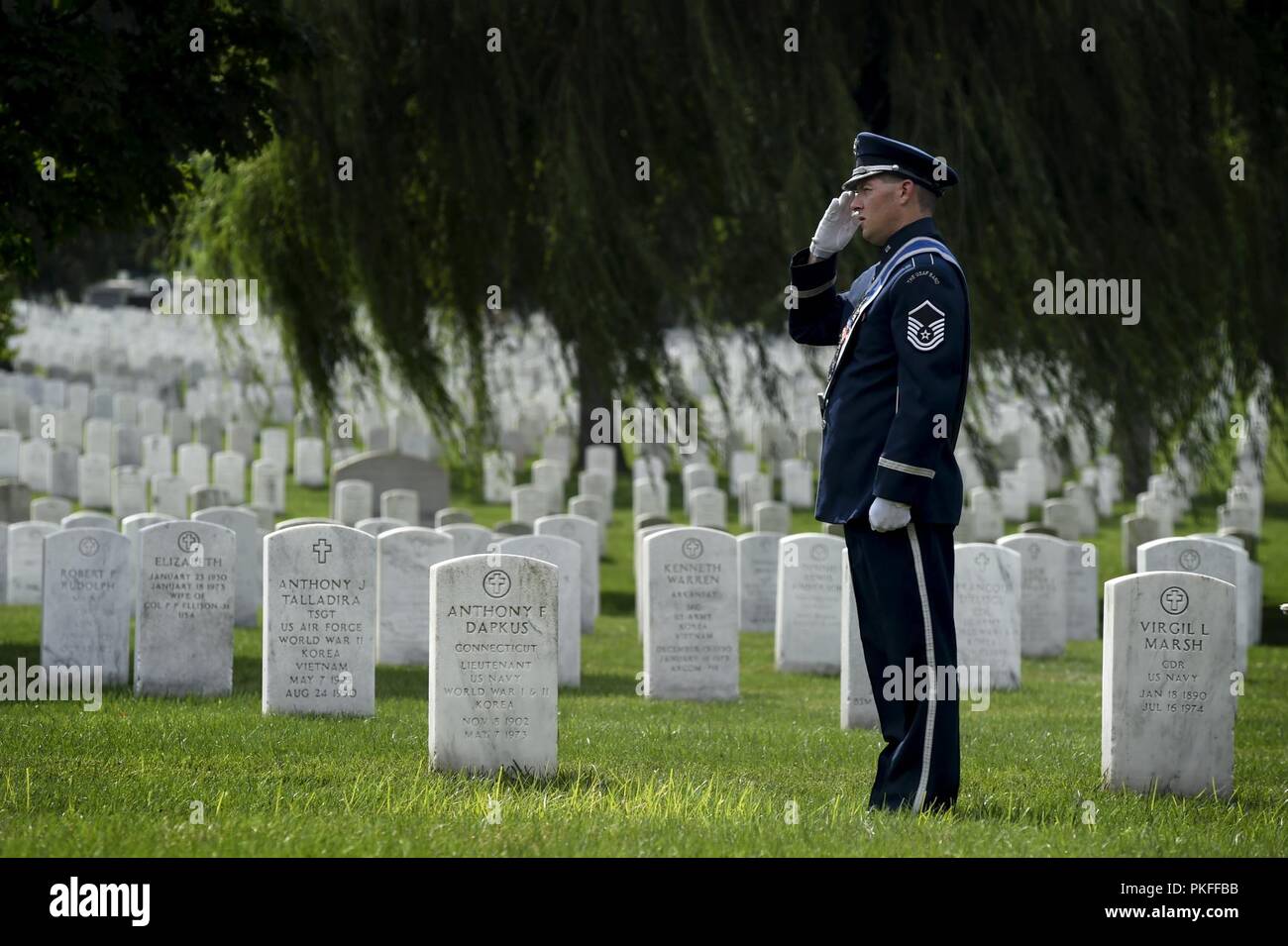 Airmen assigned to the U.S. Air Force Honor Guard perform a full honors ...
