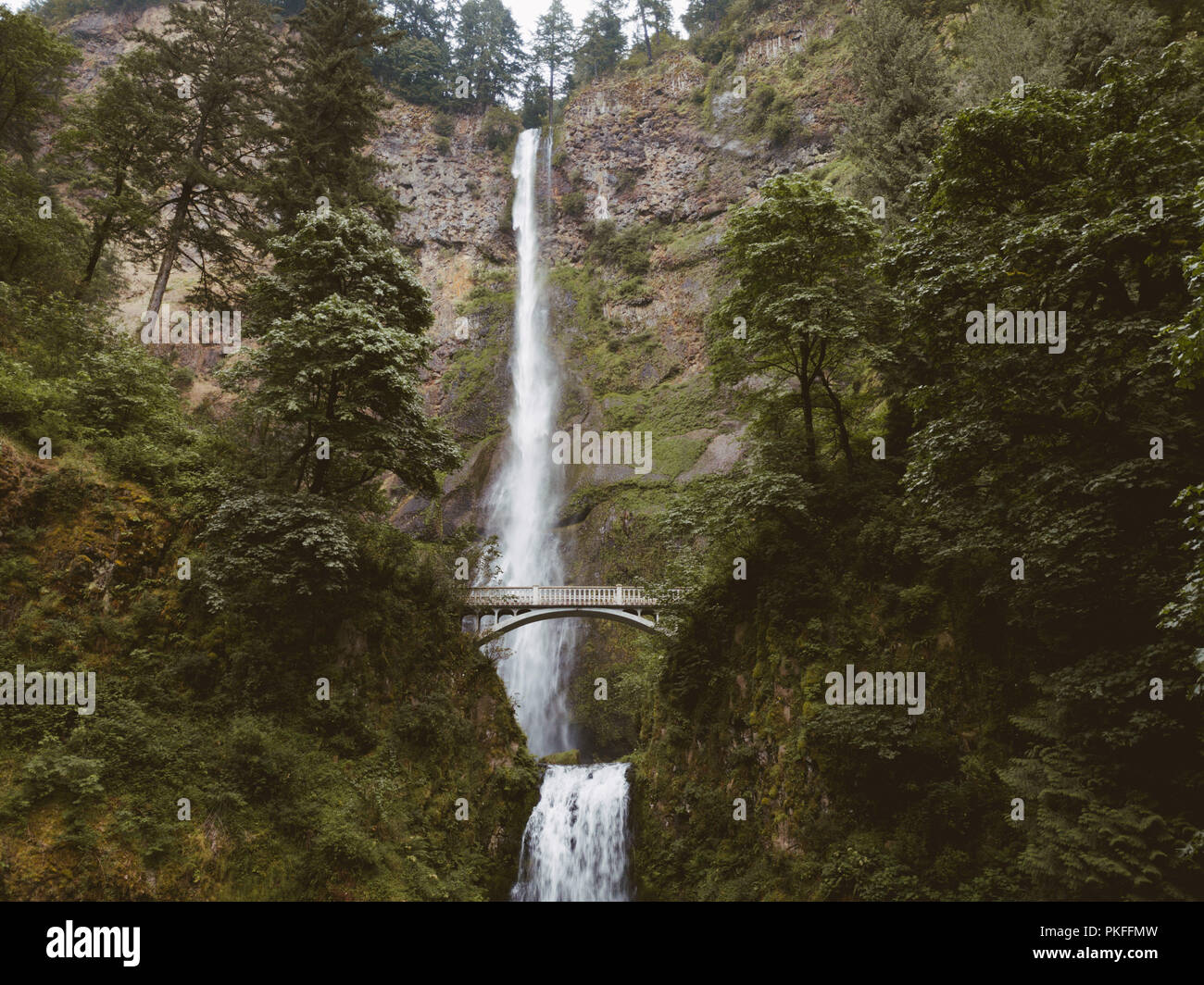 Portland Multnomah Falls Aerial Drone Flight Top Down Stock Photo - Alamy