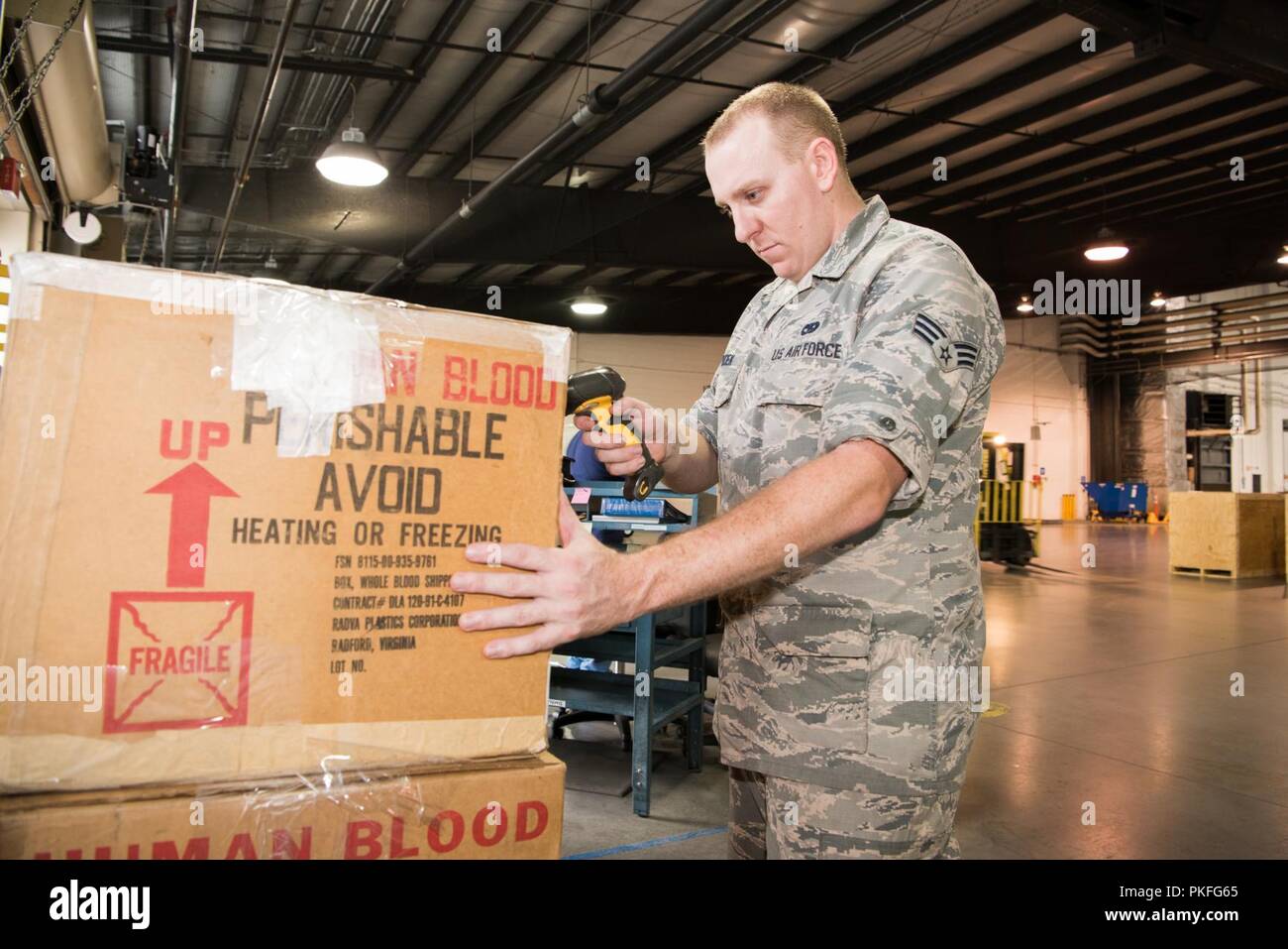 Senior Airman Frank Houdek, 436th Aerial Port Squadron truck dock ...