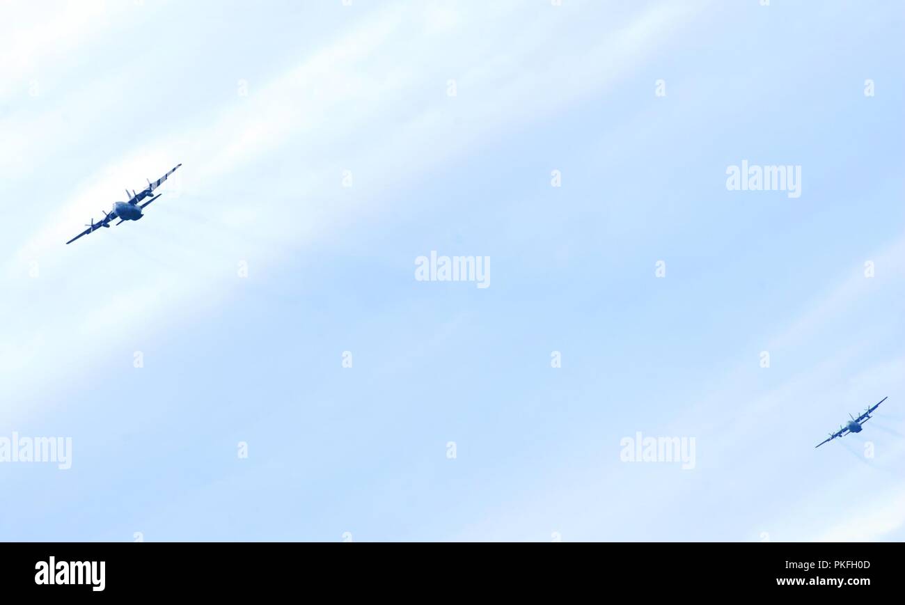 A 934th Airlift Wing C-130 released airdrop pallets during the Patriot ...