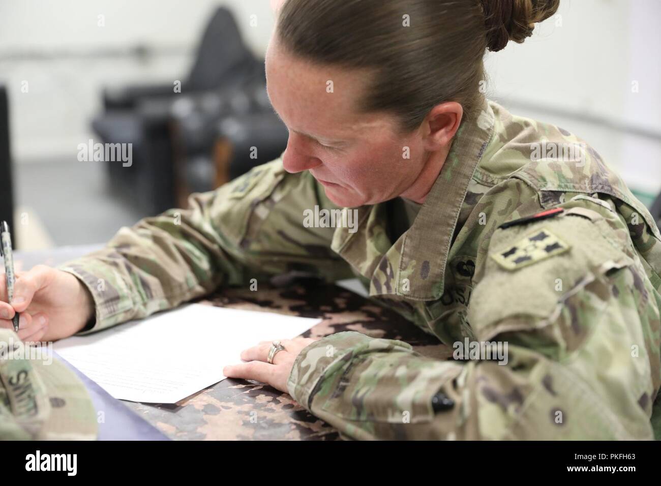 First Sgt. Apryl Williams, senior enlisted leader for Company D, 52nd ...