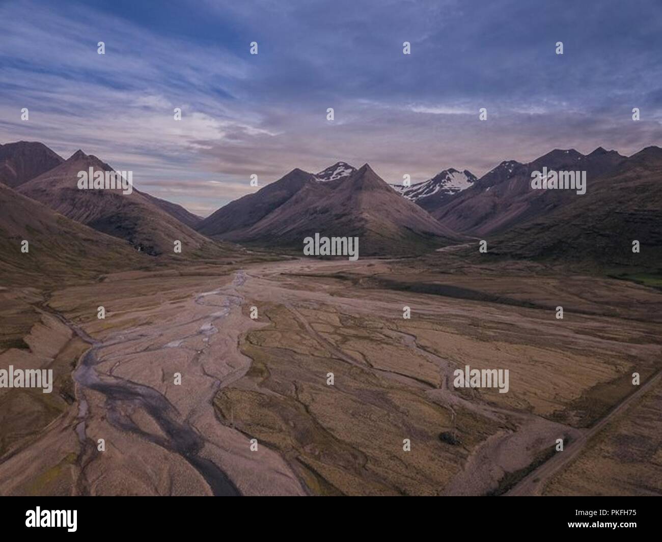 An aerial photo of the mountain ranges near Hofn, Iceland, on June 26 ...