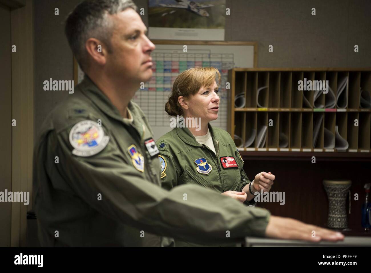 Lt. Col. Dierdre Gurry, commander, 8th Flying Training Squadron, briefs ...