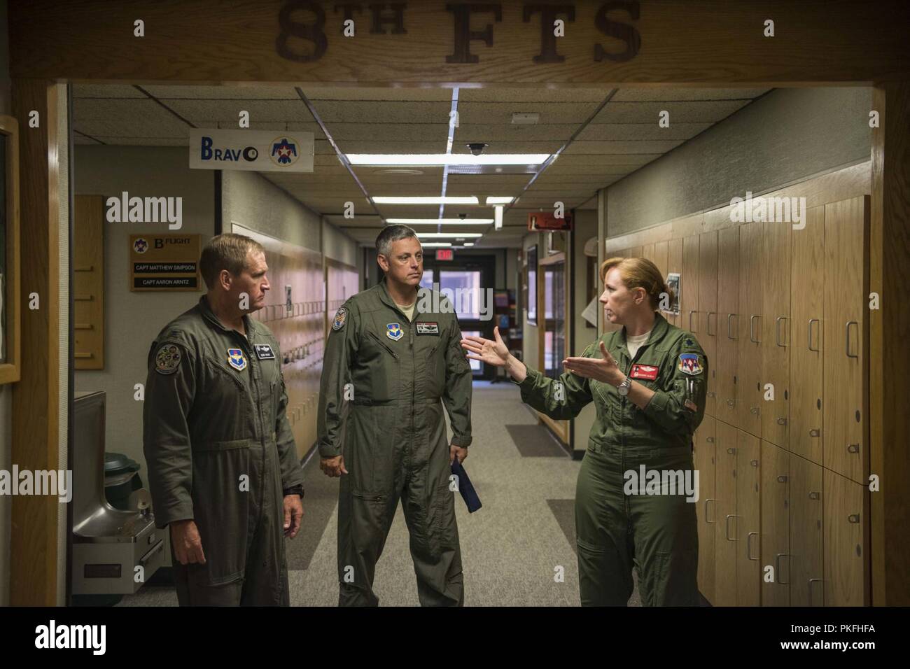 Lt. Col. Dierdre Gurry, commander, 8th Flying Training Squadron, briefs ...