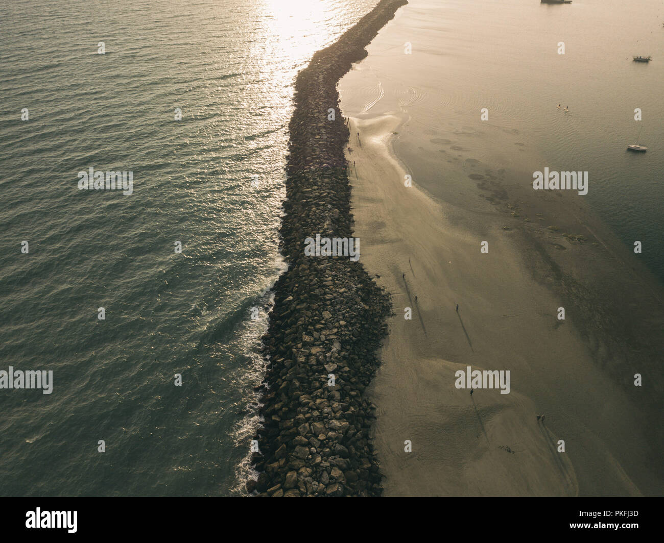 Half Moon Bay California Jetty Boat Docking Aerial Top Down Drone View ...