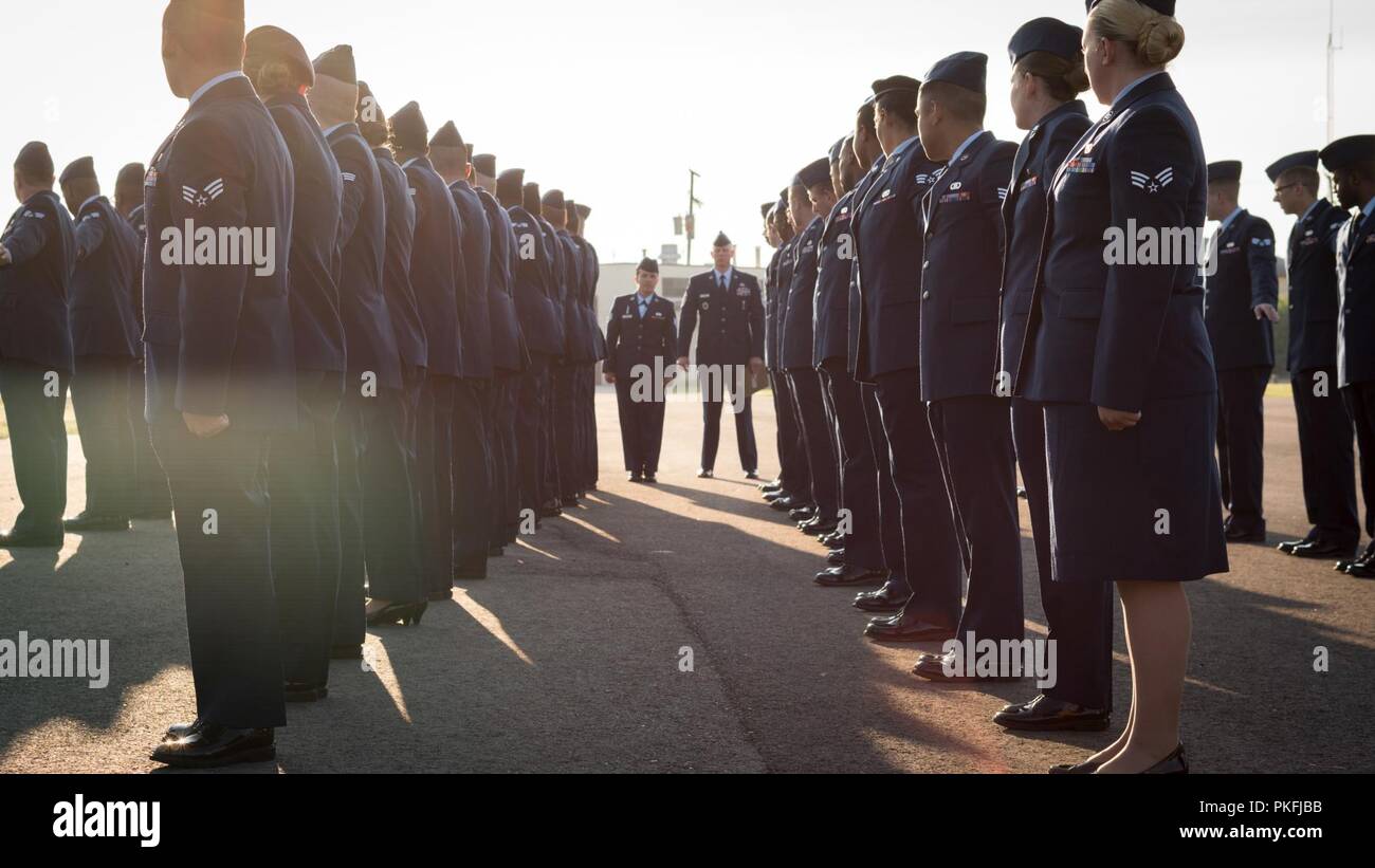 Airman Leadership School class 18-6 “dress” to their right before a ...