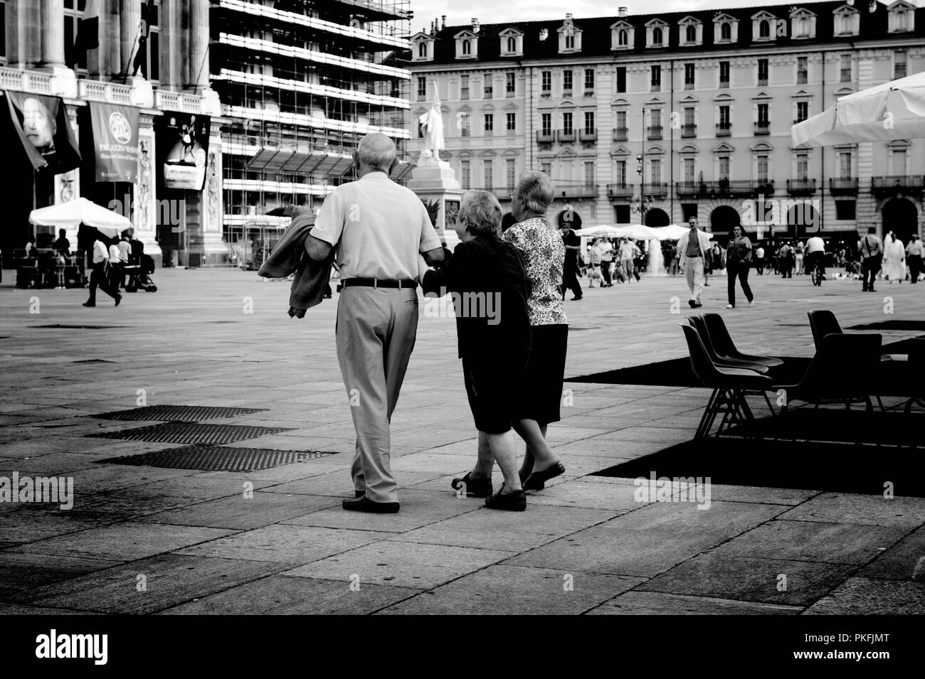 Old people on the Piazza Castello in Turin (Italy, 18/06/2010 Stock ...