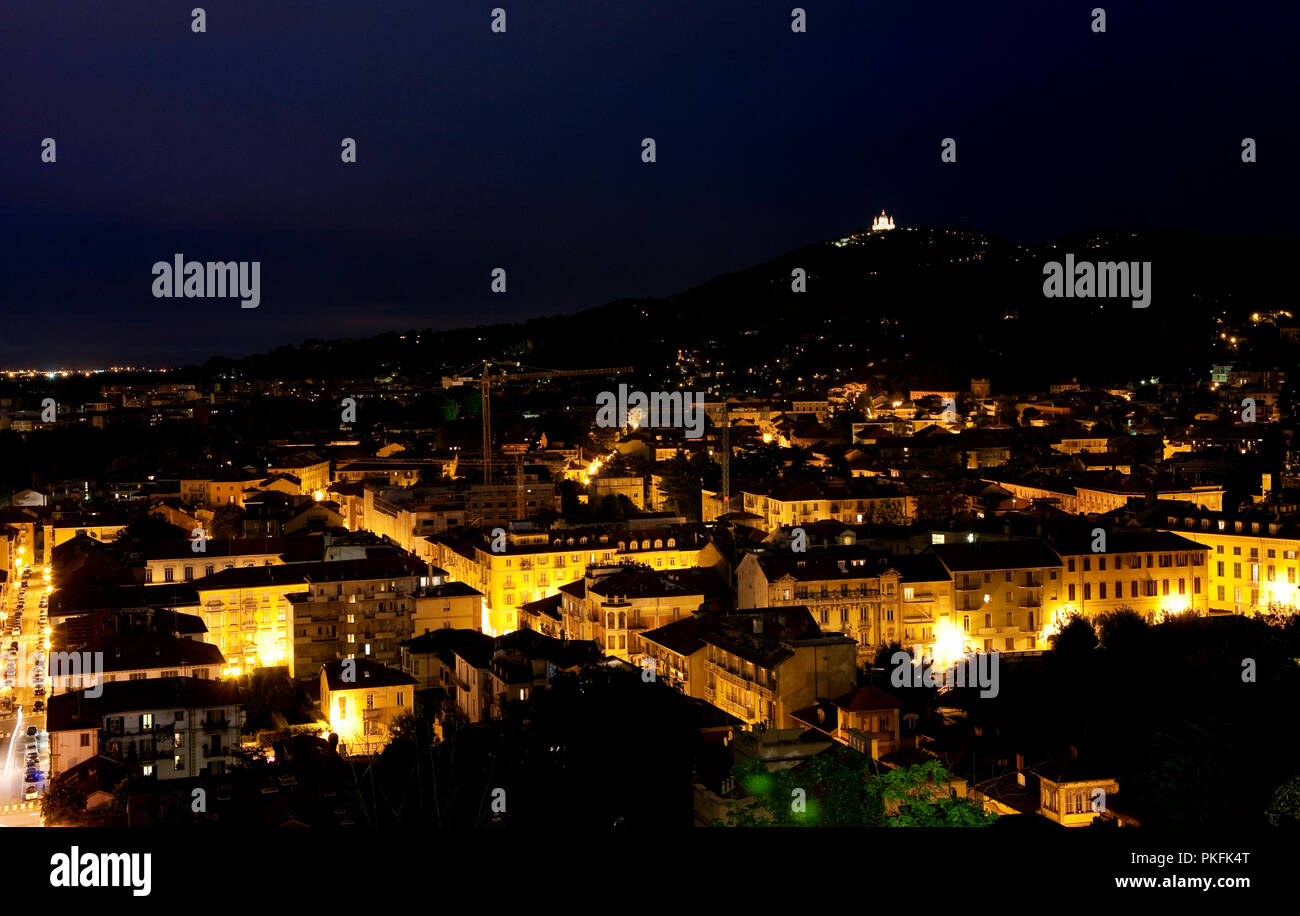 panoramic night view over Turin (Italy, 20/06/2010 Stock Photo - Alamy