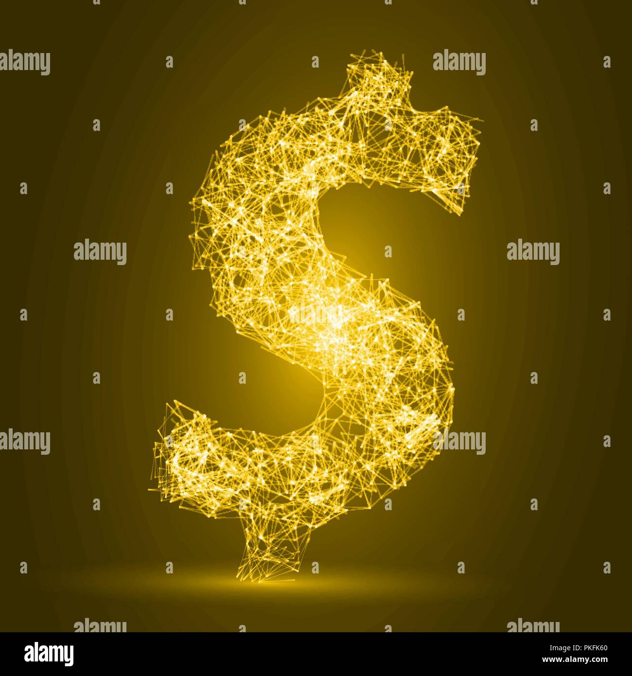 glowing dollar symbol with connected lines. vector illustration Stock ...