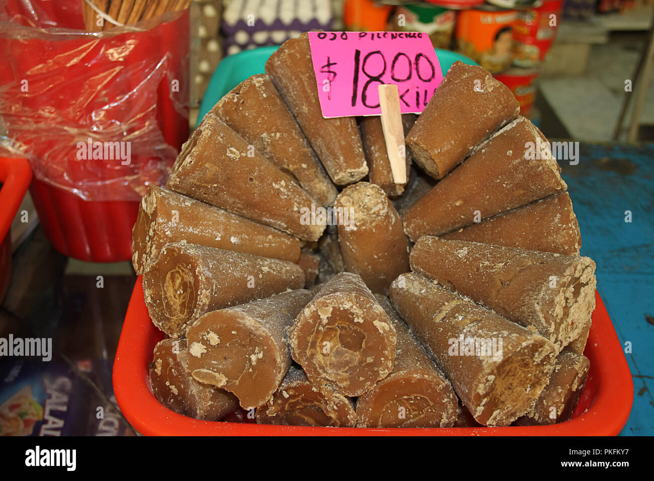 Traditional Mexican Brown Sugar Cane Panela on Market Stall Stock Photo ...
