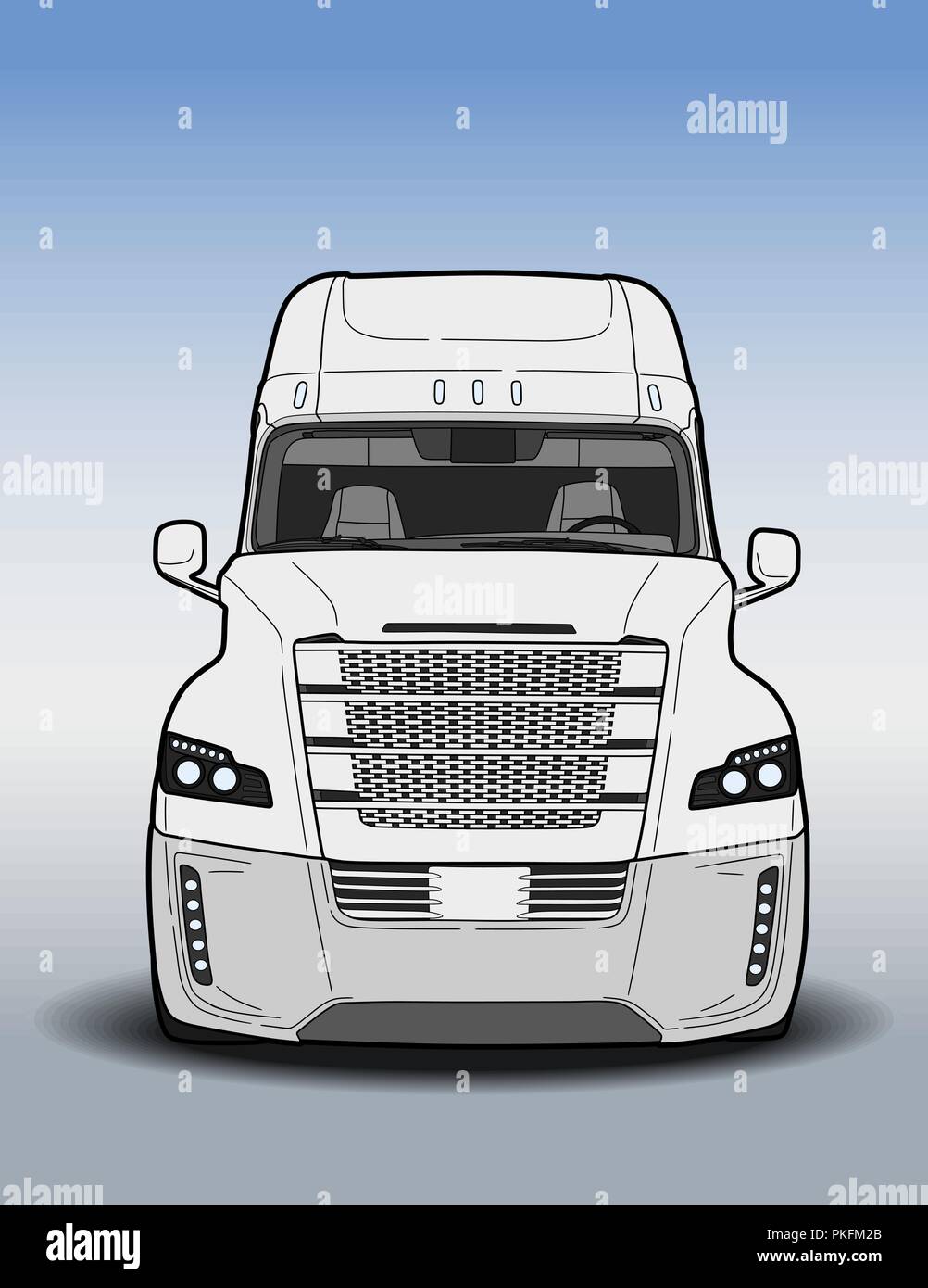 Old semi truck tractor trailer Stock Vector Images - Alamy
