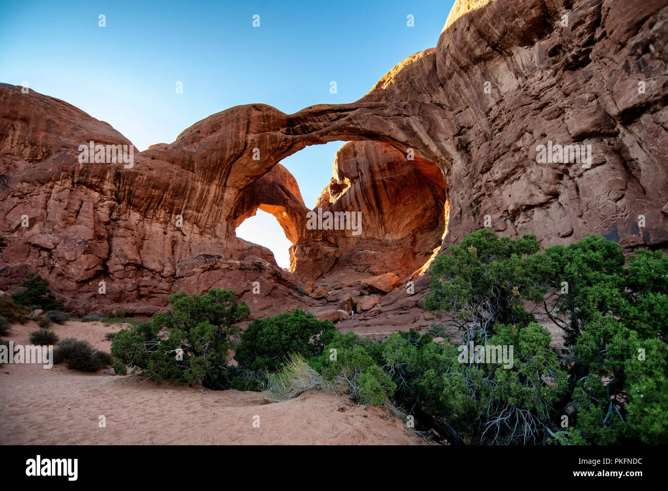 Double Arch, Arches national park, Moab, Utah, USA Stock Photo - Alamy