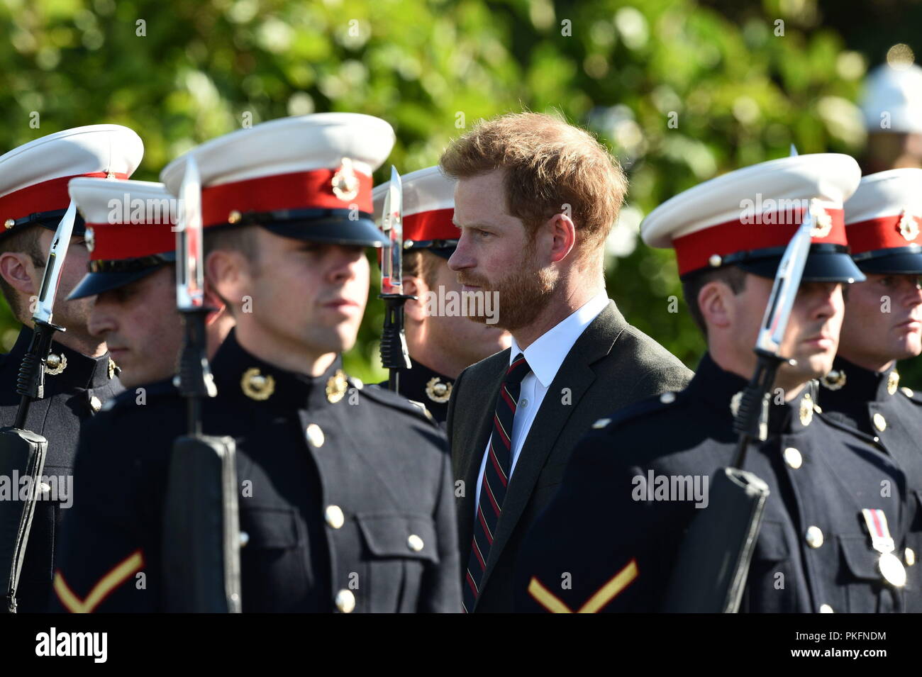 The duke sussex inspects troops royal marines commando training centre ...