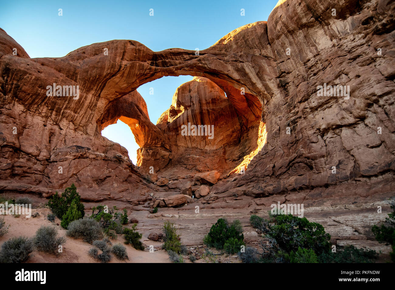 Double Arch, Arches national park, Moab, Utah, USA Stock Photo - Alamy