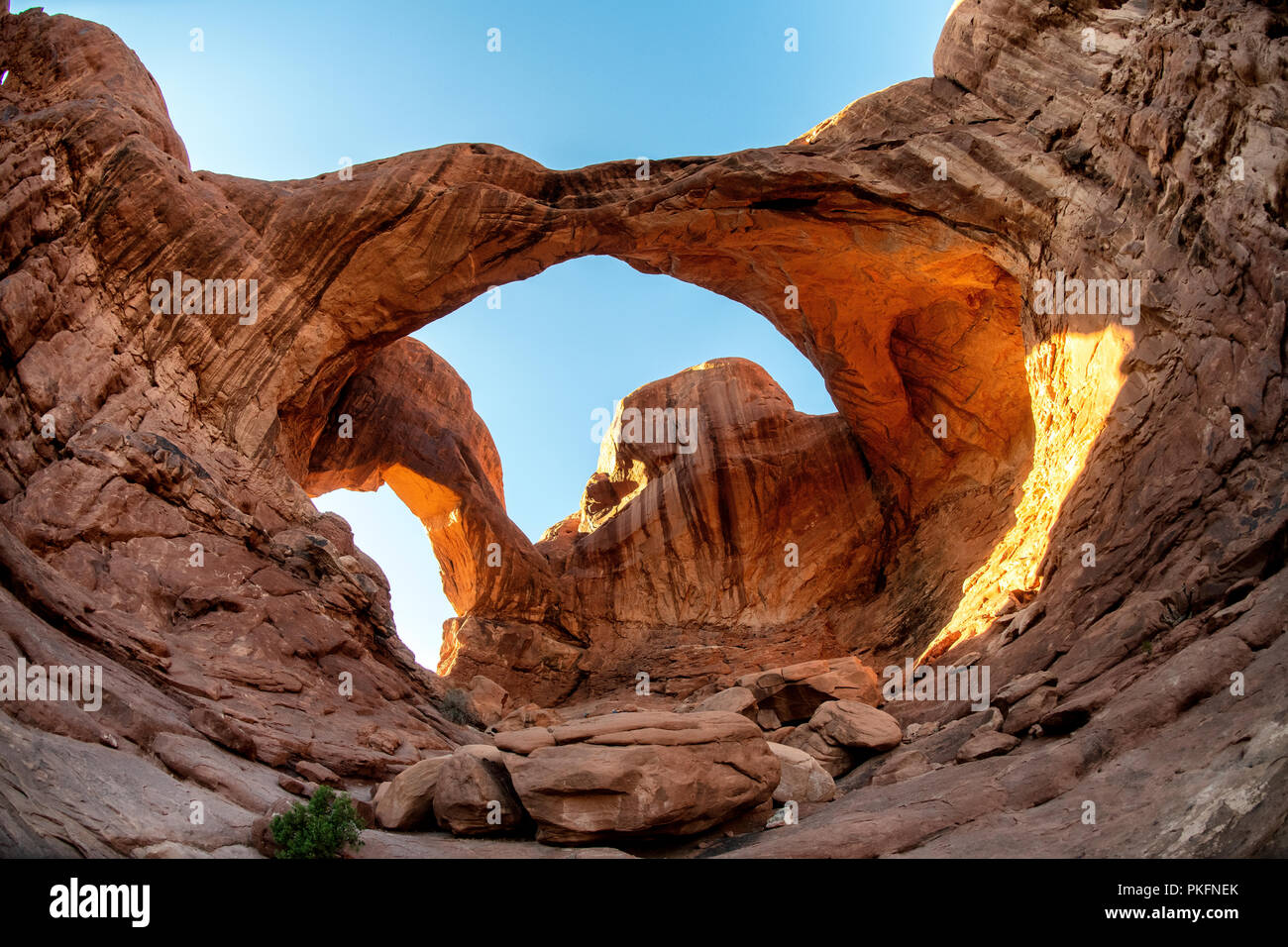Double Arch, Arches national park, Moab, Utah, USA Stock Photo - Alamy
