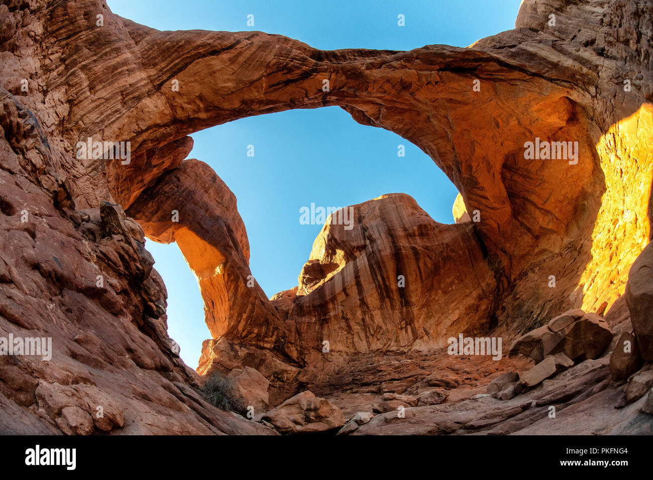 Double Arch, Arches national park, Moab, Utah, USA Stock Photo - Alamy