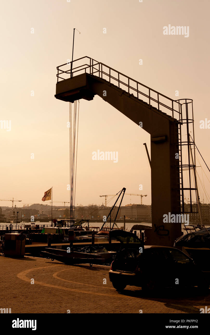 Impressions of the port in Geneva (Switzerland, 16/04/2010 Stock Photo ...
