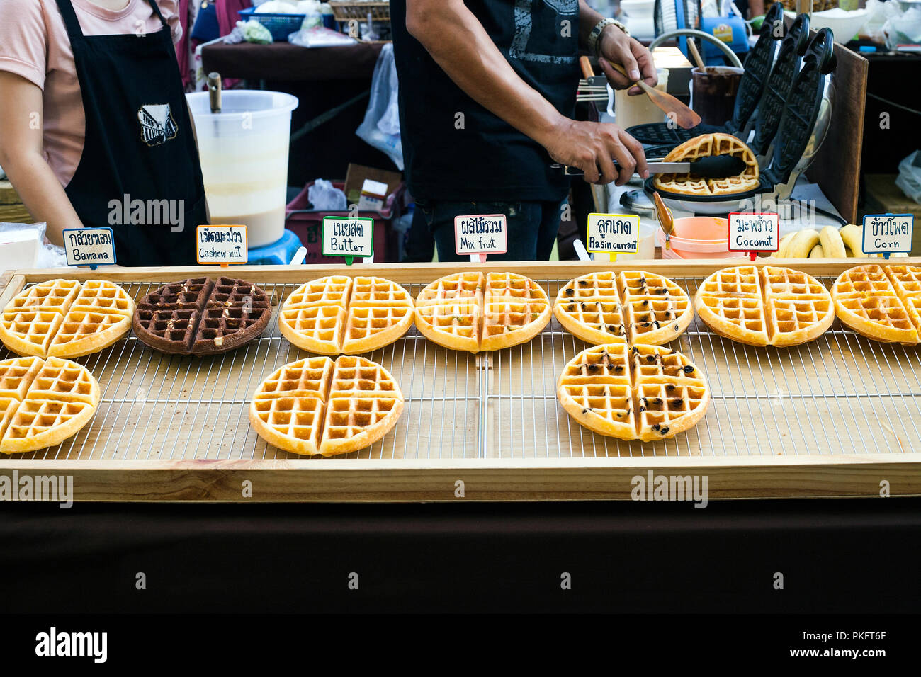 Different waffles on street market in Phuket, Thailand Stock Photo - Alamy