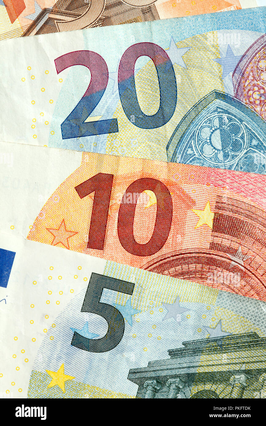 Five, ten and twenty euro, banknotes, Germany Stock Photo - Alamy