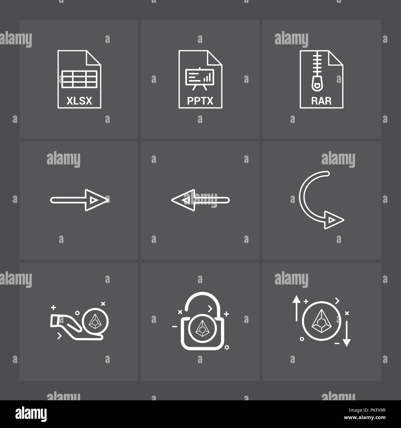 xlsx , excel , pptx , power point , rar , compressed file , left arrow ...