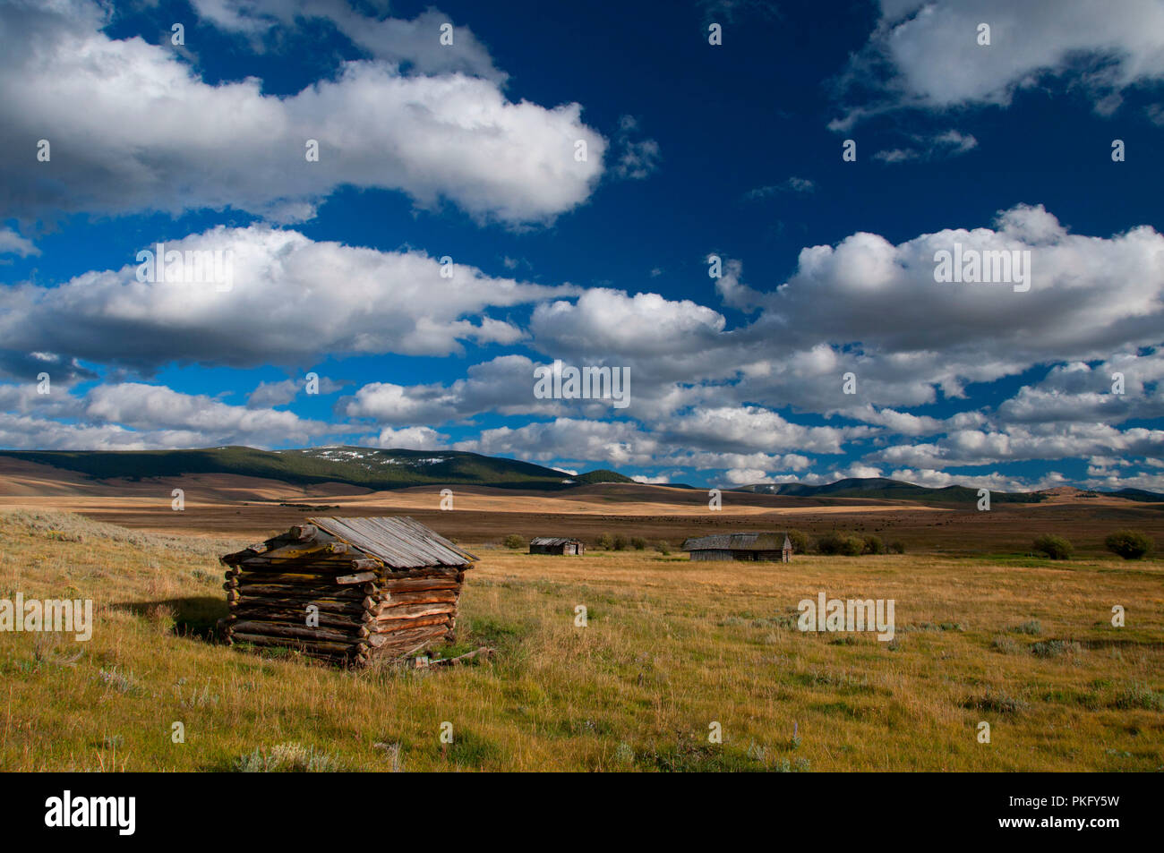 Ranch buildings in Big Hole River valley, Beaverhead County, Montana ...