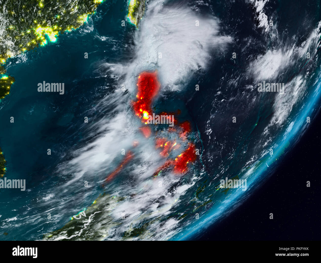 Philippines from space on planet Earth at night with visible country ...