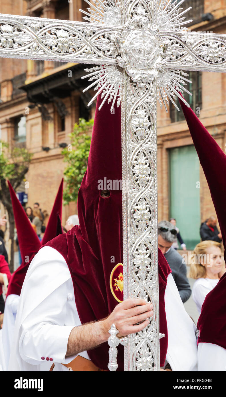 Penitent at the Semana Santa, the Holy Week, Seville, Andalusa, Spain ...