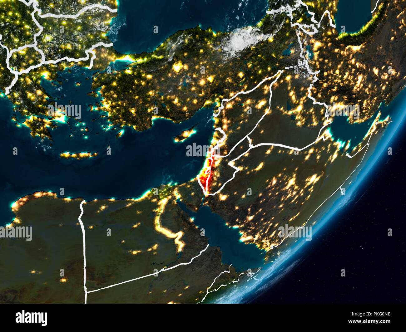 Israel From Space With Borders