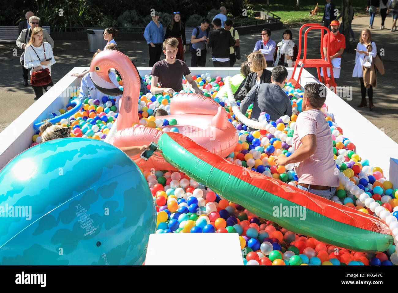 Southbank, London, UK, 13th Sep 2018. People have fun with ‘Say Balls ...