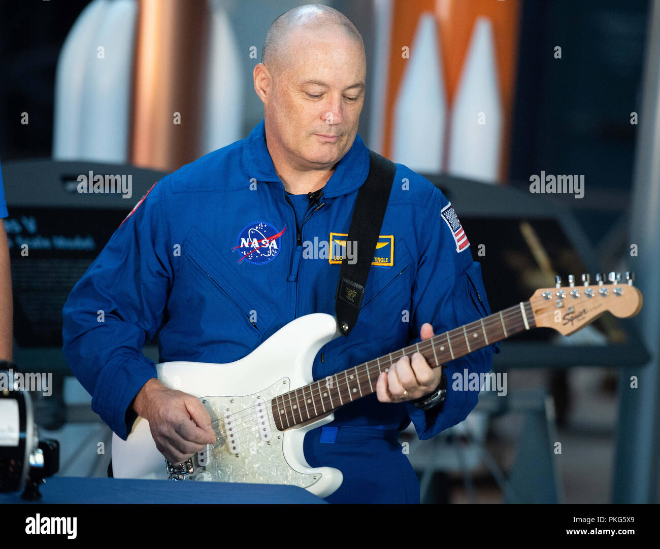 Chantilly, VA, USA. 12th Sep, 2018. NASA astronaut Scott Tingle plays ...
